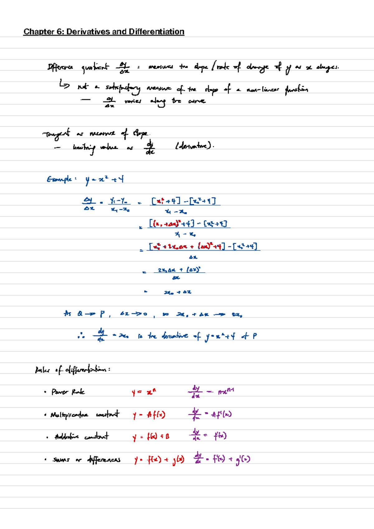 Lecture 1: Introduction to Derivatives and Differentiation (CH 6-7 ...