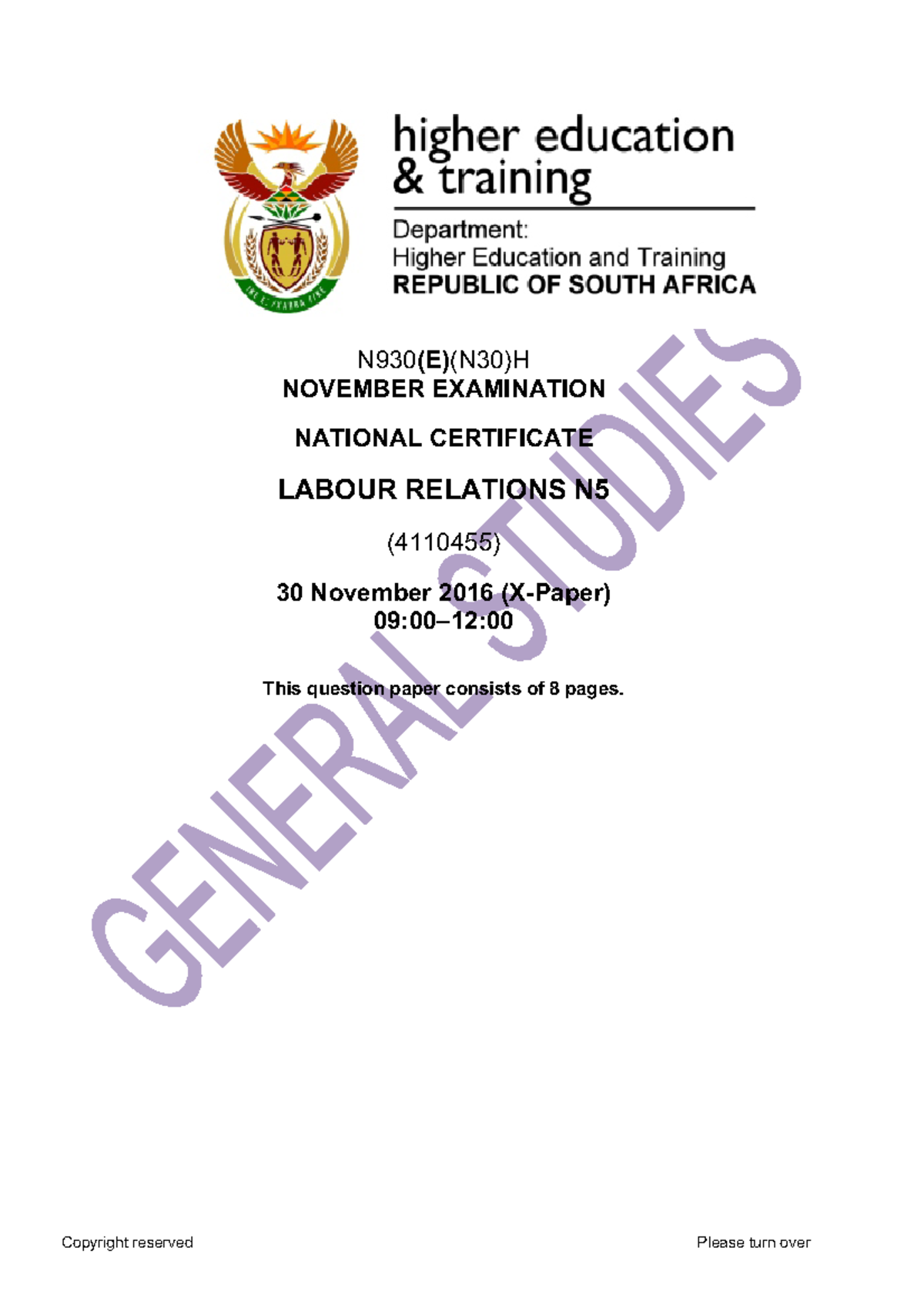 N5 Labour Relations November 2016 - N930 (E) (N30)H NOVEMBER ...