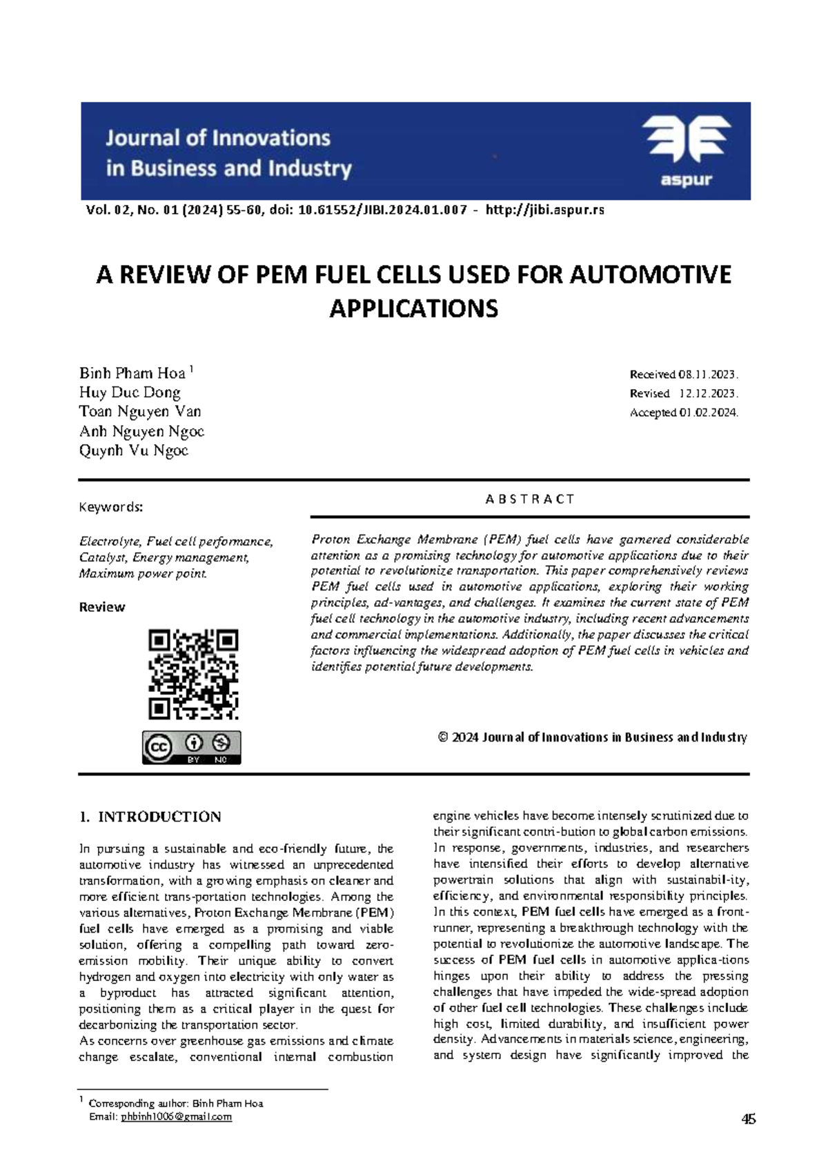 A Review of PEM Fuel Cells for Automotive Applications (ENG 2024) - Studocu