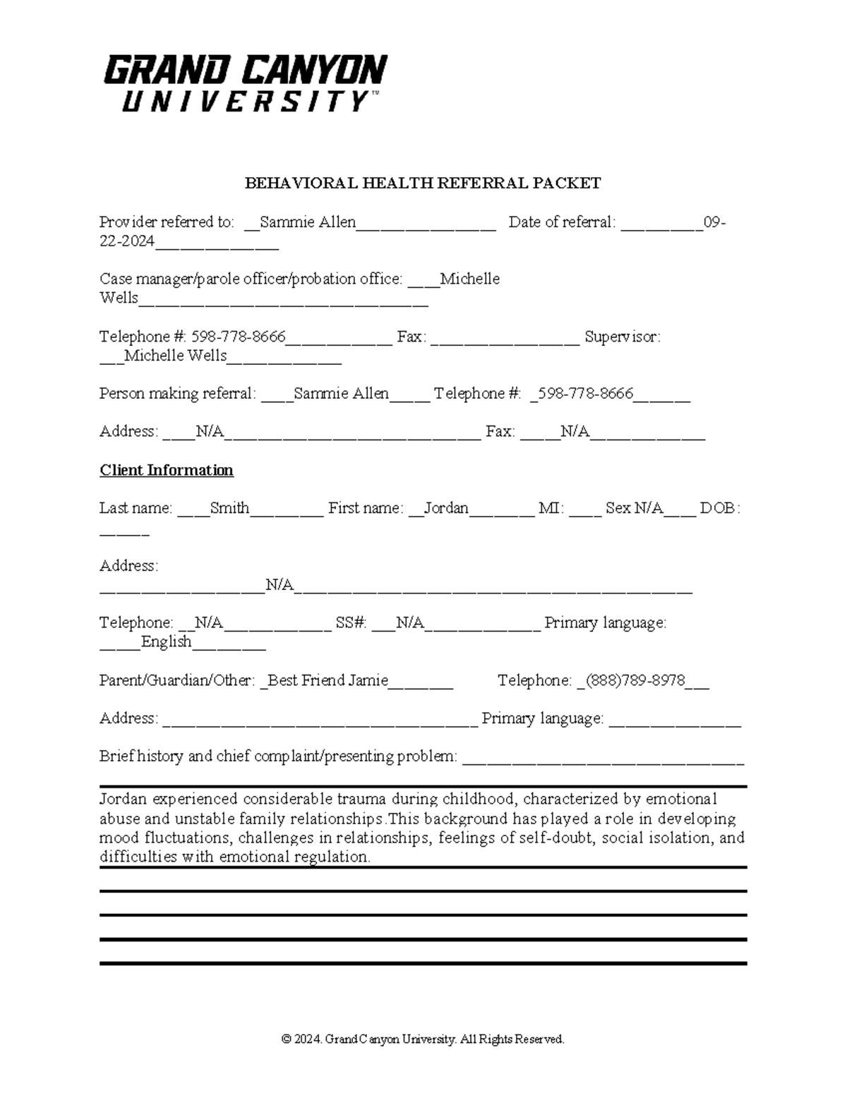 BHS 350 RS T7 Behavioral Health Referral Packet - Studocu