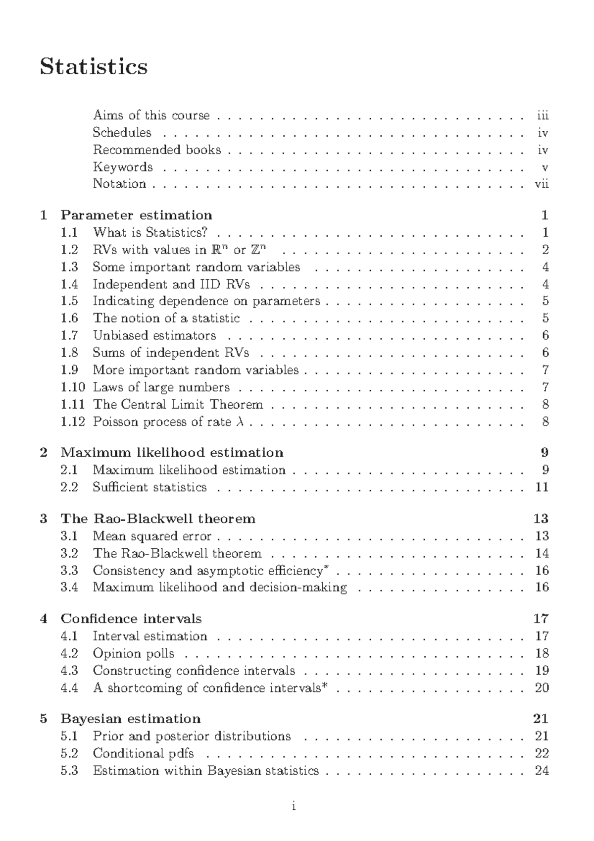 Statistics Notes 2: Key Concepts and Estimation Techniques - Studocu