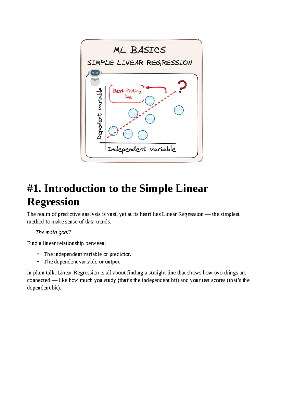 Linear Regression Class Notes: Understanding Simple Linear Regression ...