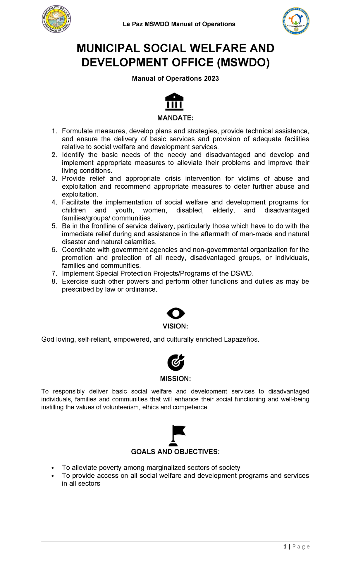 MSWDO Manual of Operations 2024: Guidelines for Social Services - Studocu