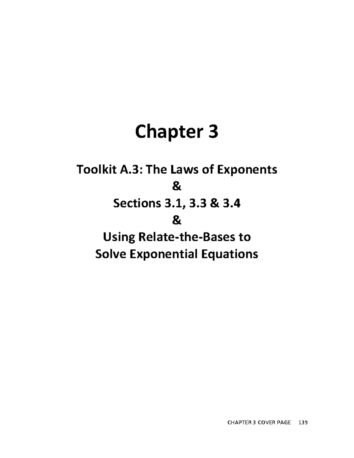 Chapter 3 Toolkit A.3: Laws of Exponents & Exponential Equations - Studocu