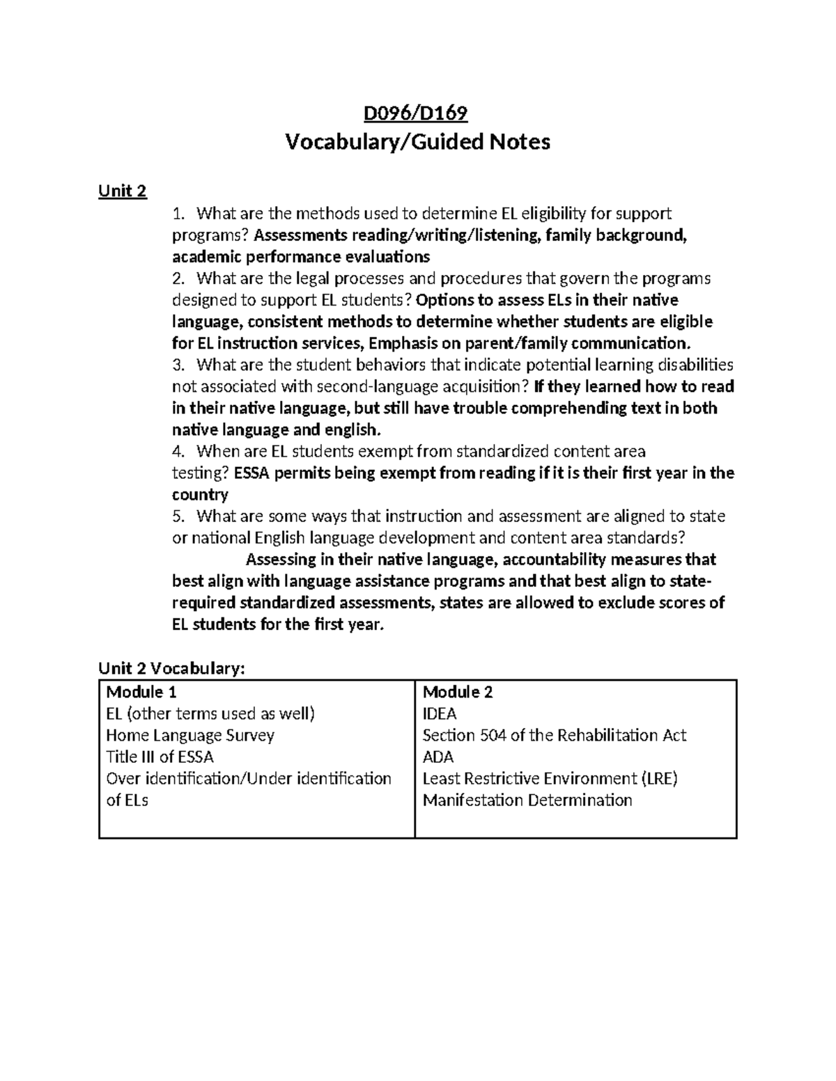 Vocabulary Guided Notes - D096/D Vocabulary/Guided Notes Unit 2 1. What ...