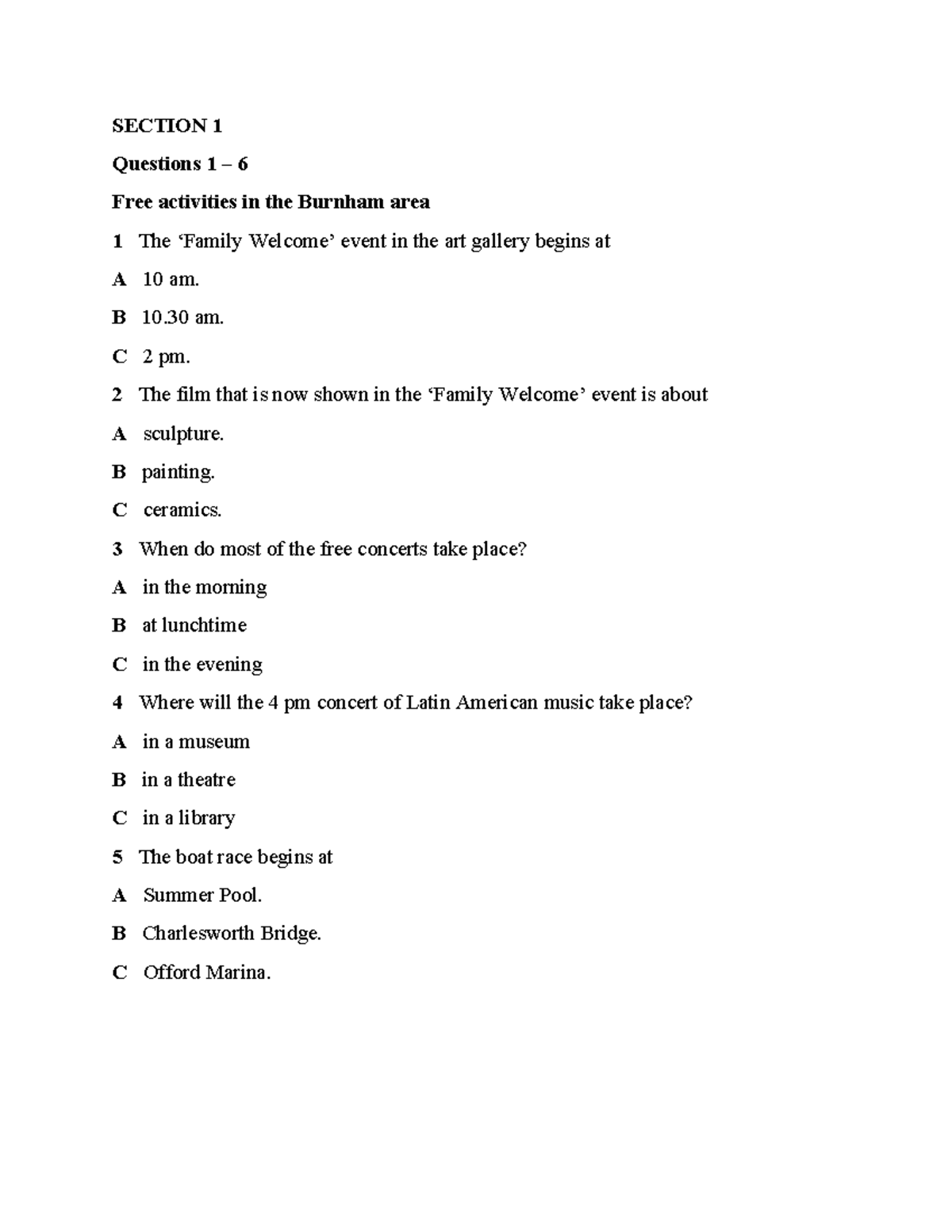 IE LIS CAM 11 Test 3: Free Activities & Changes in Barford - Studocu