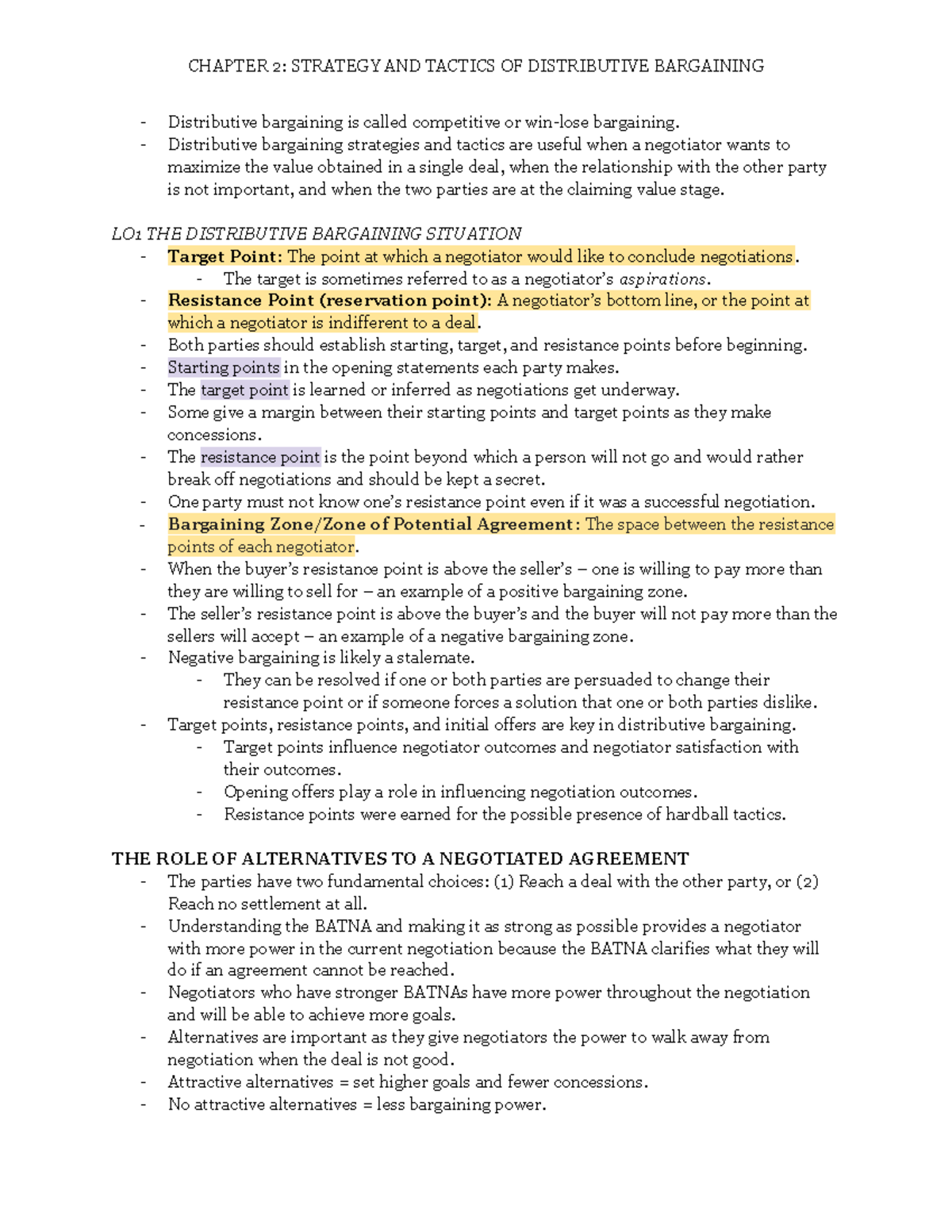 Chapter 2: Distributive Bargaining Strategies & Tactics Overview - Studocu