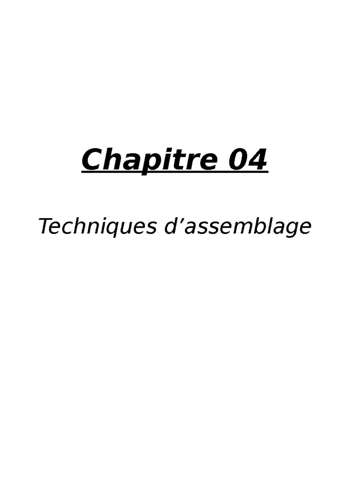 Chapitre 04 - Approfondissement des Techniques d’Assemblage - Studocu