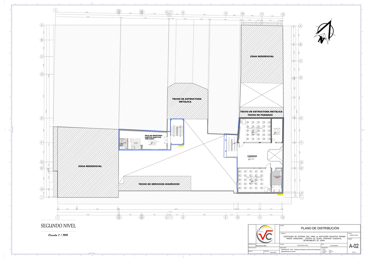 AD2 - PLANO SEGUNDO NIVEL DE UN COLEGIO - CORREDOR C ####### PRIMARIA ...
