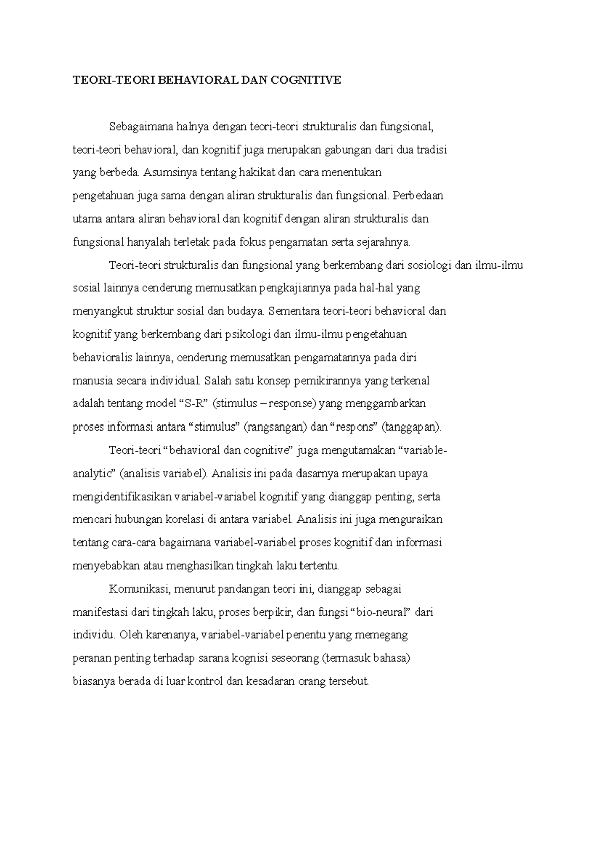 Teori Behavioral dan Kognitif dalam Psikologi: Perbandingan & Analisis ...