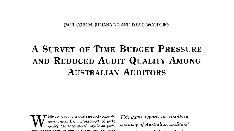 PAUL C O W, JULIANA NG, AND DAVID WOODLIFF: TIME-BUDGET PRESSURE ...