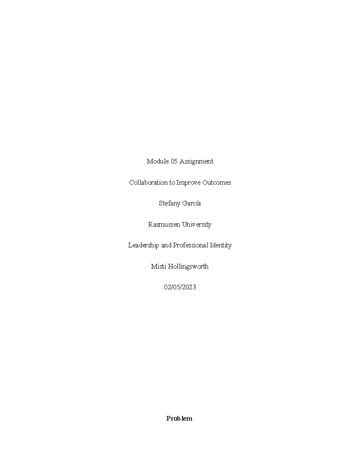 Module 05 Assignment: Collaborative Care in High-Risk Pregnancy ...