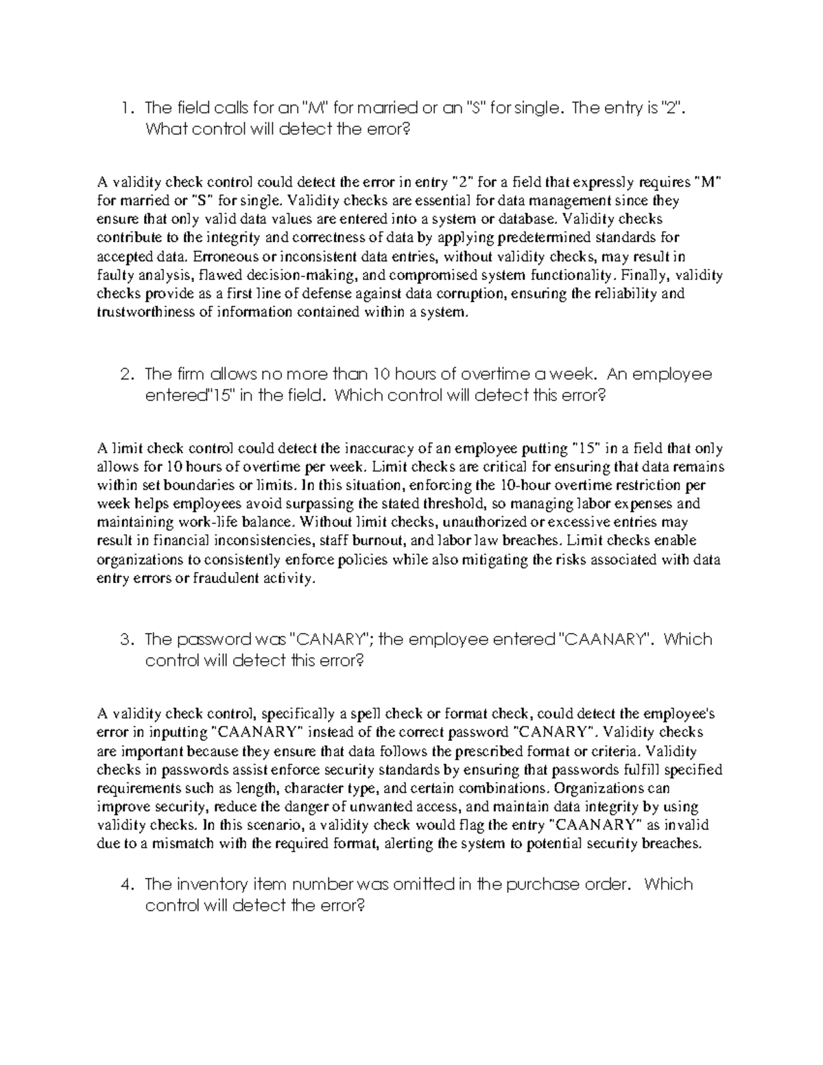 CS101 Final Assignment on Data Validation Controls and Structures - Studocu