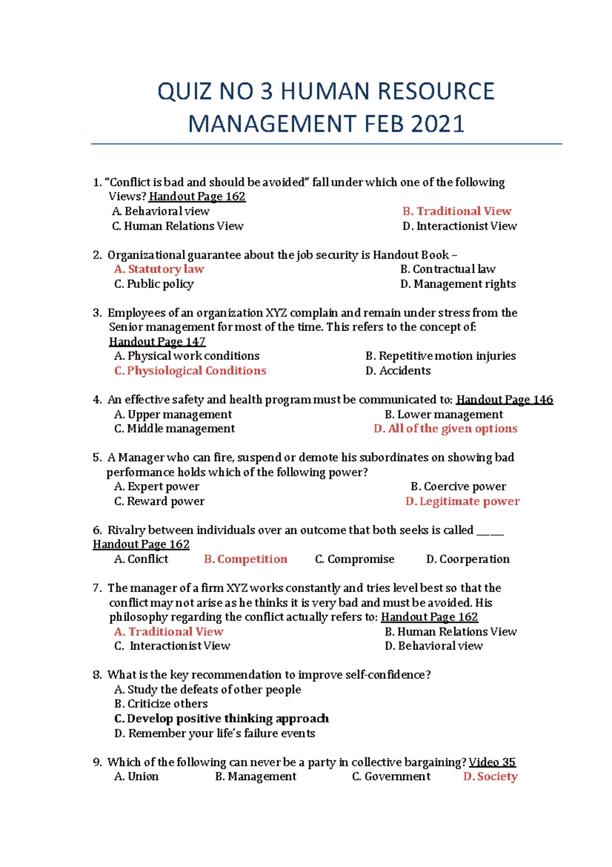 Mgt501 Quiz 3: Key Topics in Human Resource Management - Studocu