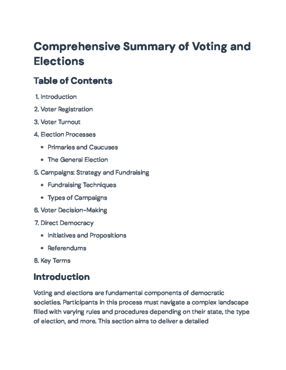 Comprehensive Overview of U.S. Voting and Elections Processes ...
