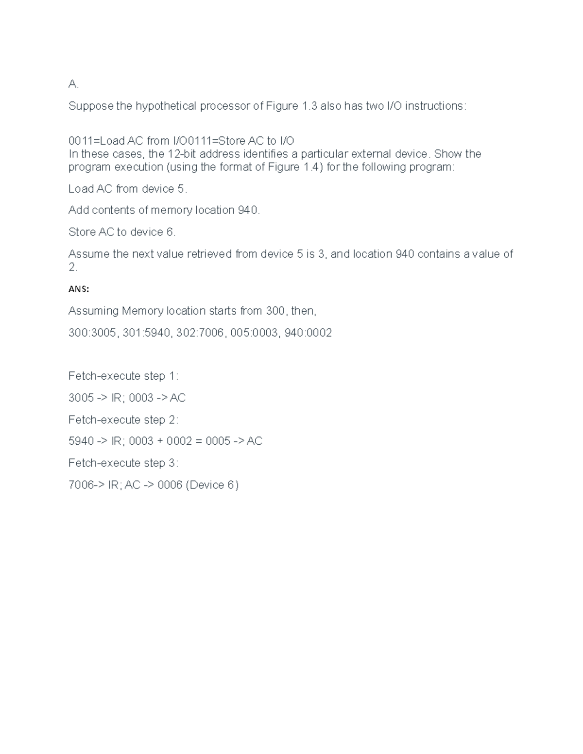 Homework 1 - A. Suppose the hypothetical processor of Figure 1 also has ...