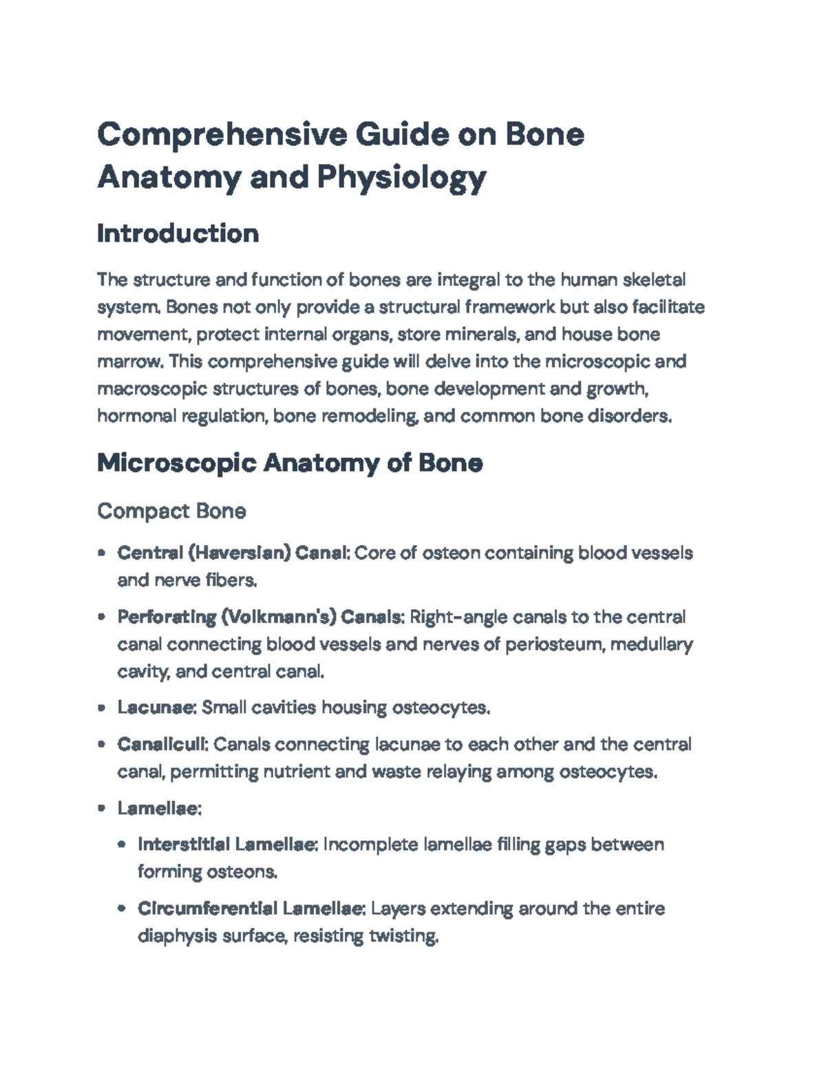 Comprehensive Guide on Bone Anatomy and Physiology for Course XYZ 101 - Comprehensive Guide on ...
