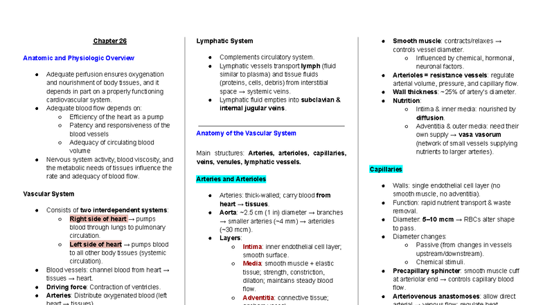 MS- Chapter 26: Anatomic & Physiologic Overview of the Vascular System ...