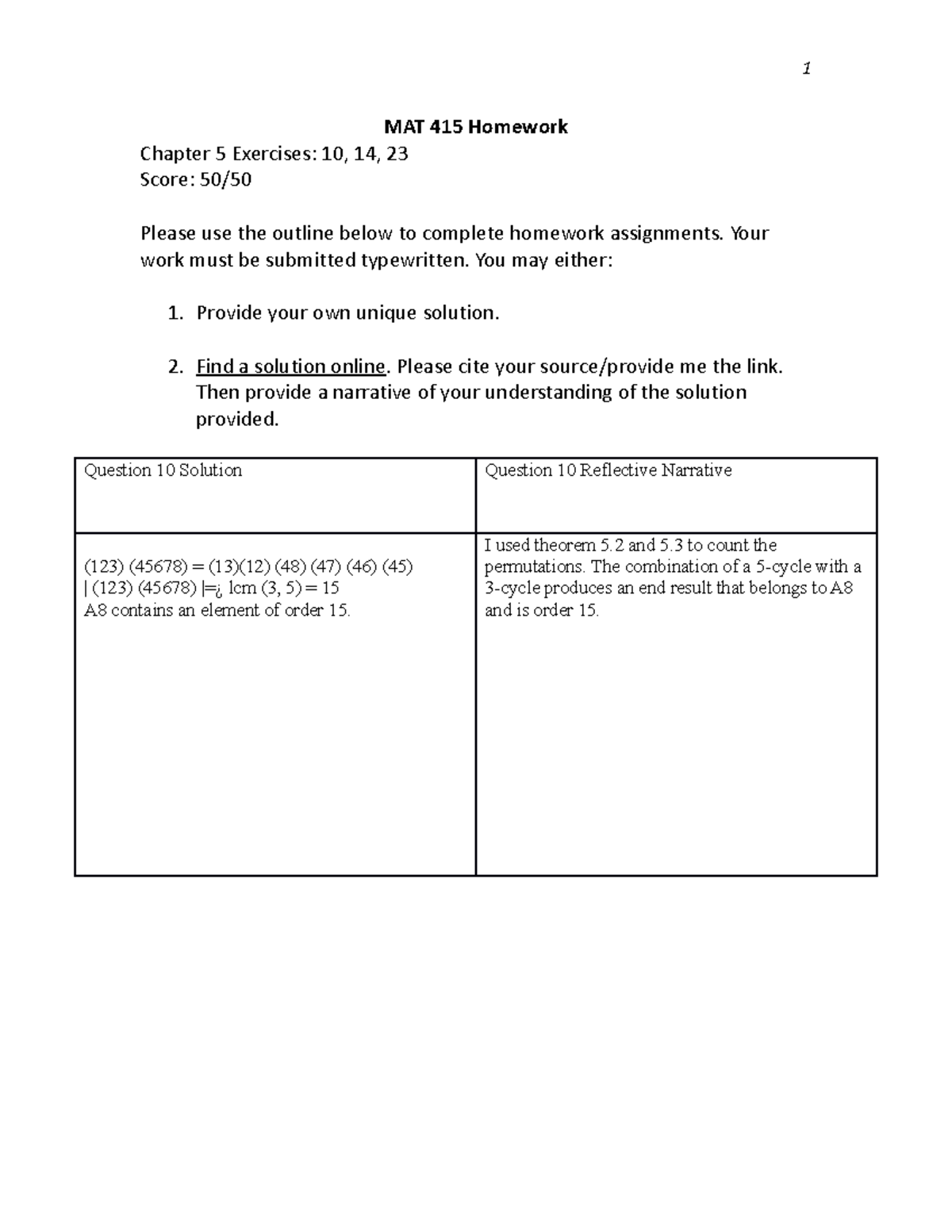 MAT 415 Homework Module 2: Exercises & Solutions Overview - Studocu