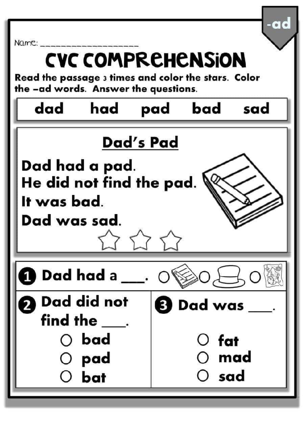 CVC Comprehension & Sentence Building Worksheets - Phonics Activities ...