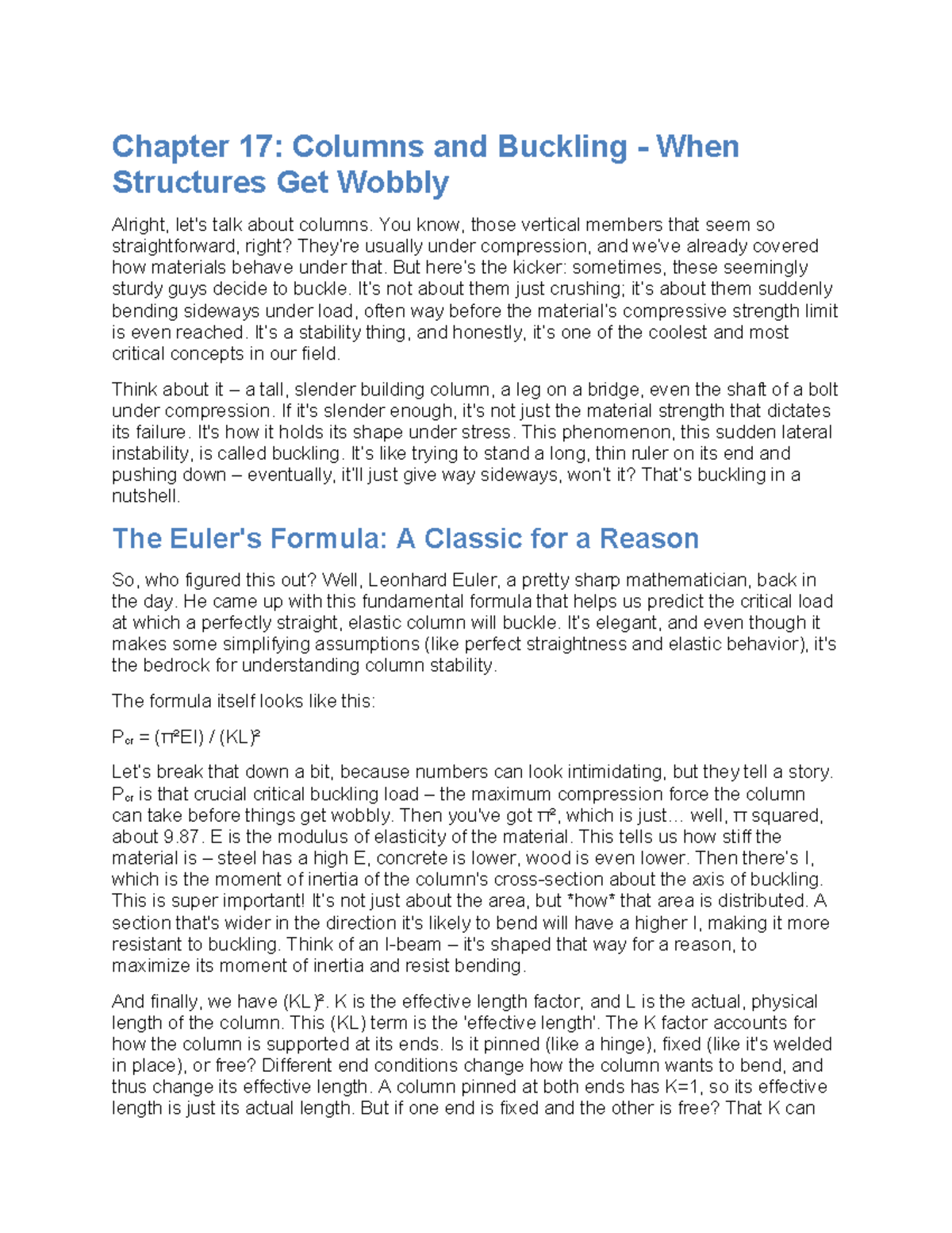 Strength of Materials: Chapter 17 Review on Columns & Buckling - Studocu