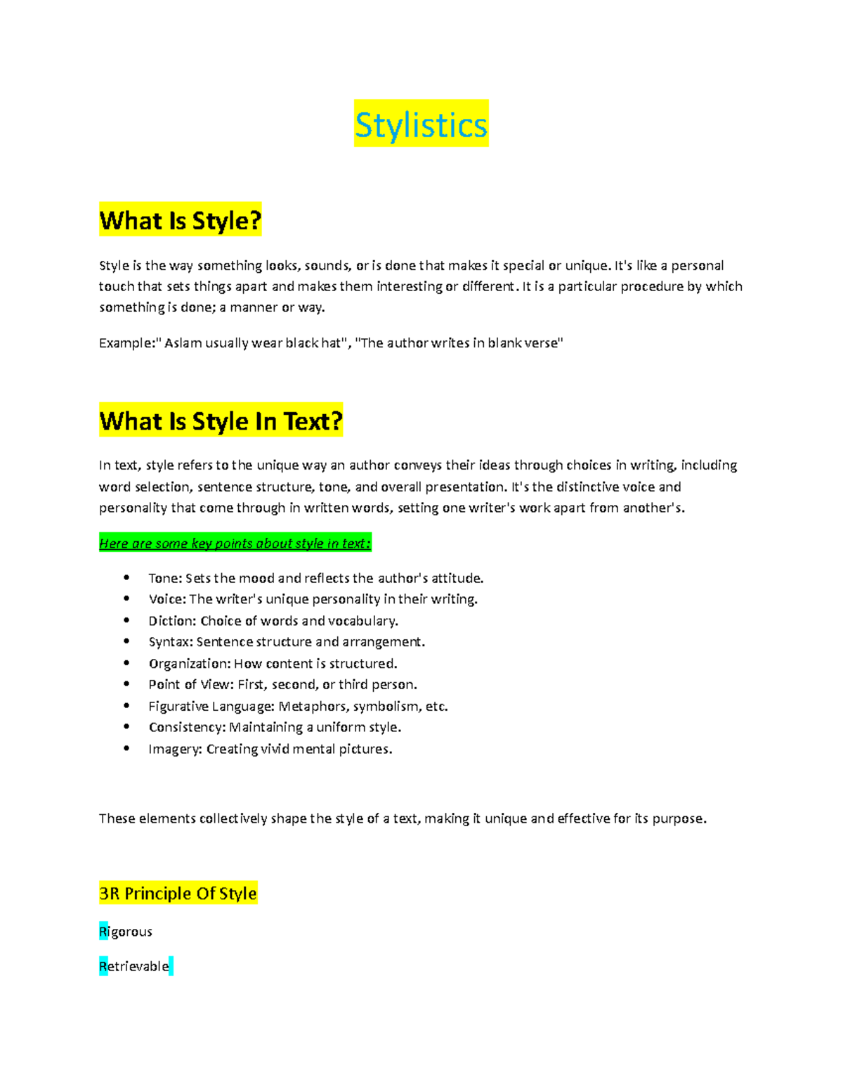 Literary Stylistics Outline: Exploring Key Concepts and Principles ...