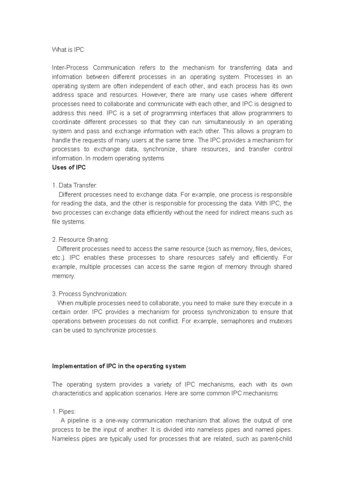 IPC4 - rgrgrgrg - What is IPC Inter-Process Communication refers to the ...