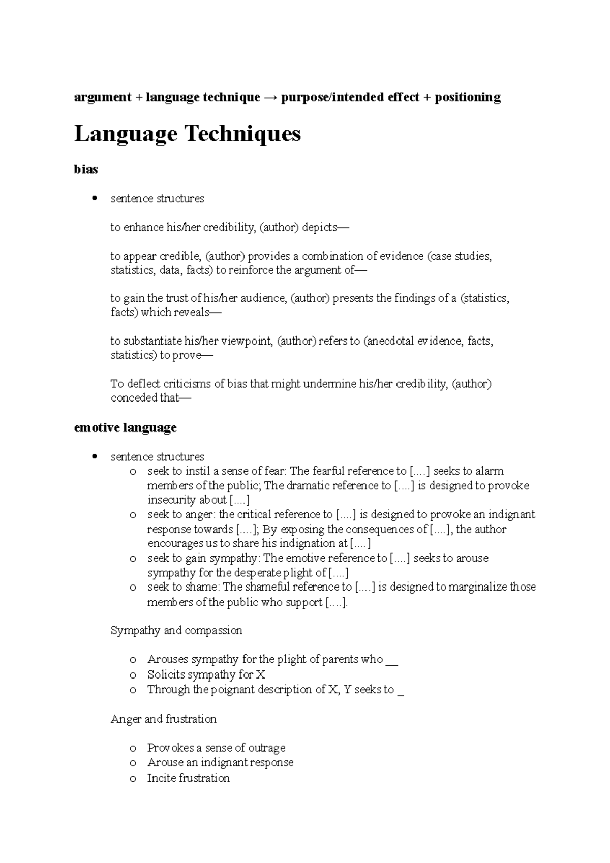 Language Techniques & Argument Analysis: Key Strategies for ...