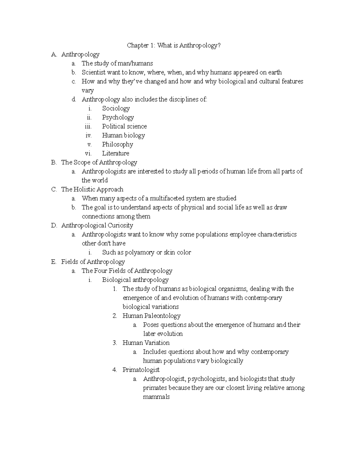 Chapter 1: what is anthropology? - Chapter 1: What is Anthropology? A ...