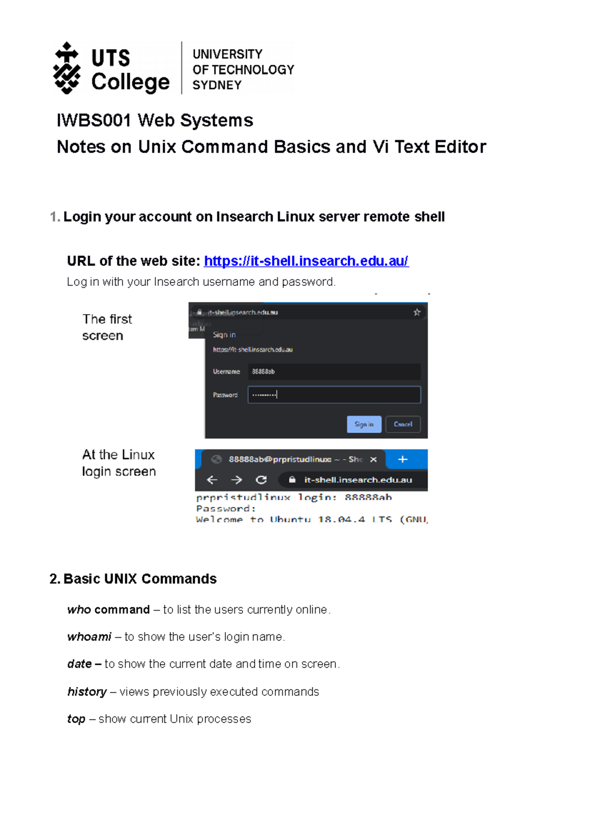 IWBS001-Unix Basics - IWBS - IWBS001 Web Systems Notes on Unix Command ...