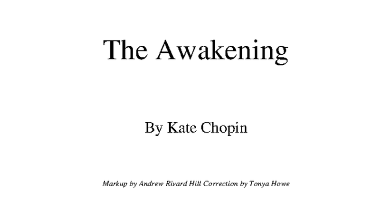 Chopin's The Awakening: Analysis and Key Themes (ENG 101) - Studocu