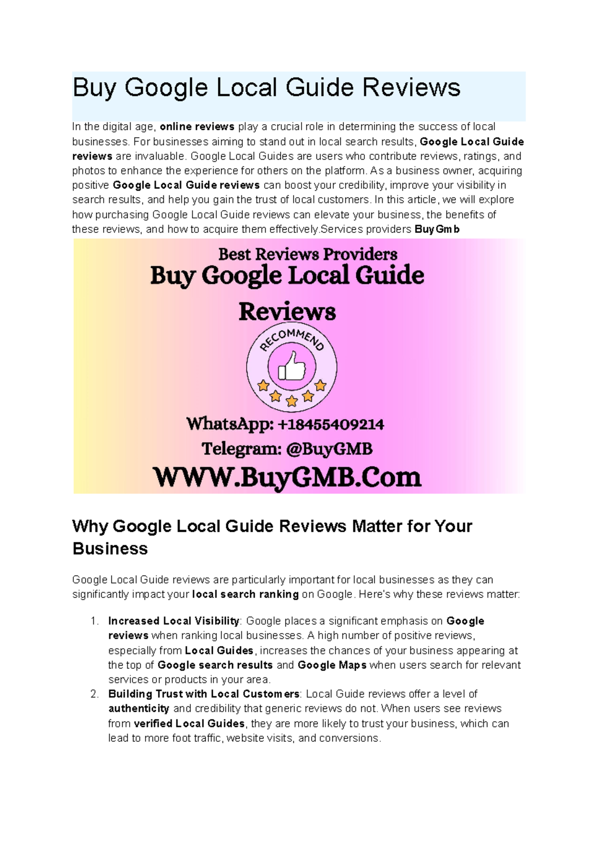 Buy Google Local Guide Reviews - For businesses aiming to stand out in ...