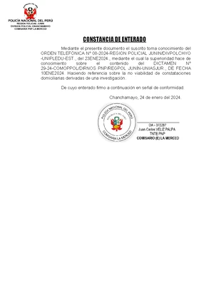 Constancia DE Enterado - CONSTANCIA DE ENTERADO - MEDIANTE EL PRESENTE ...