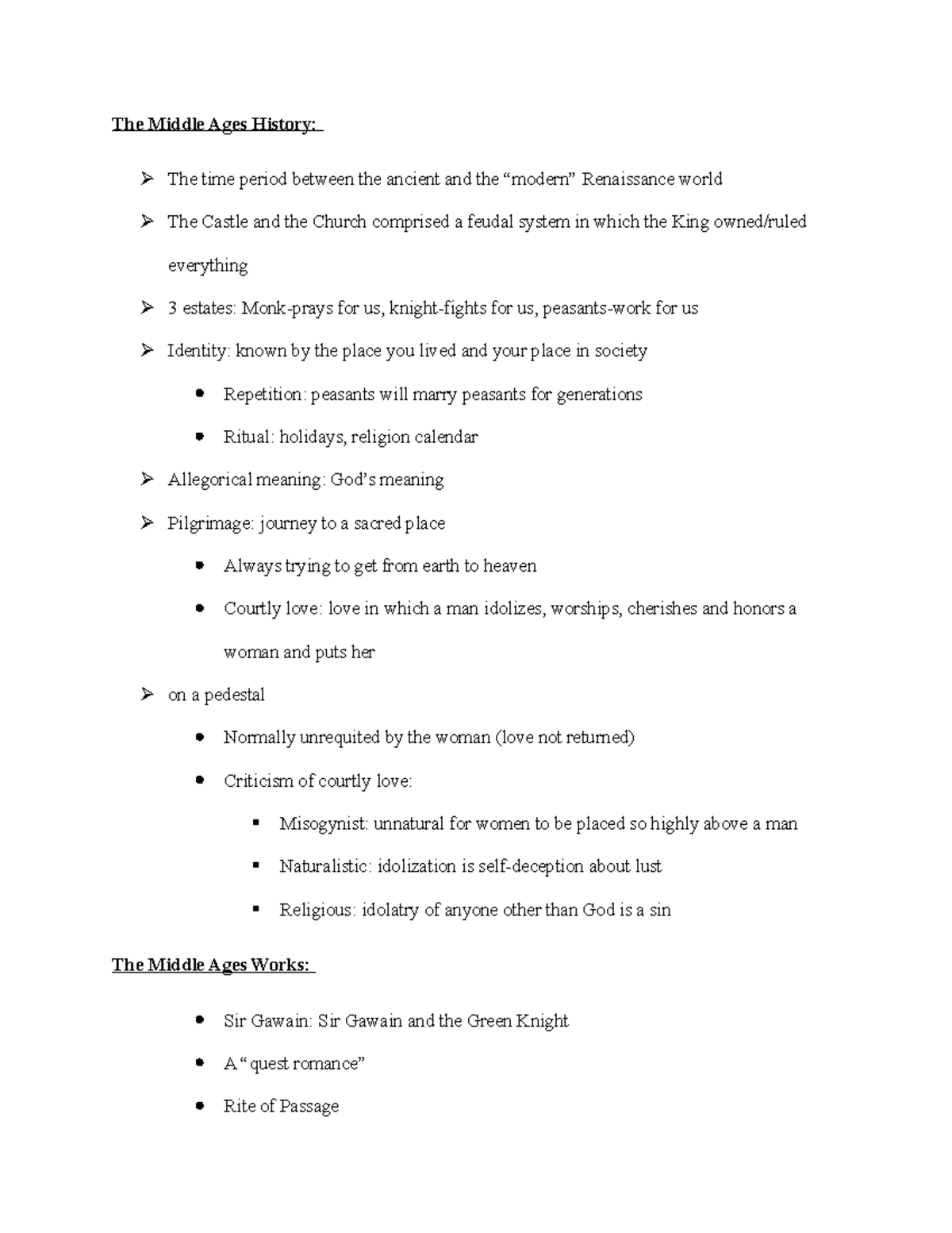 The Middle Ages History-Literature Review exam - The Middle Ages ...