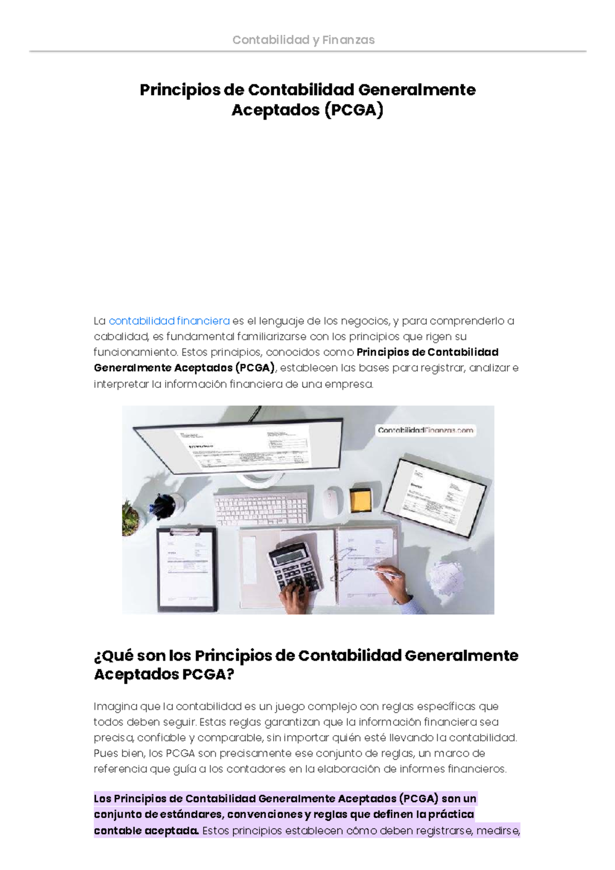 Fundamentos y Evolución de los PCGA en Contabilidad y Finanzas - Studocu