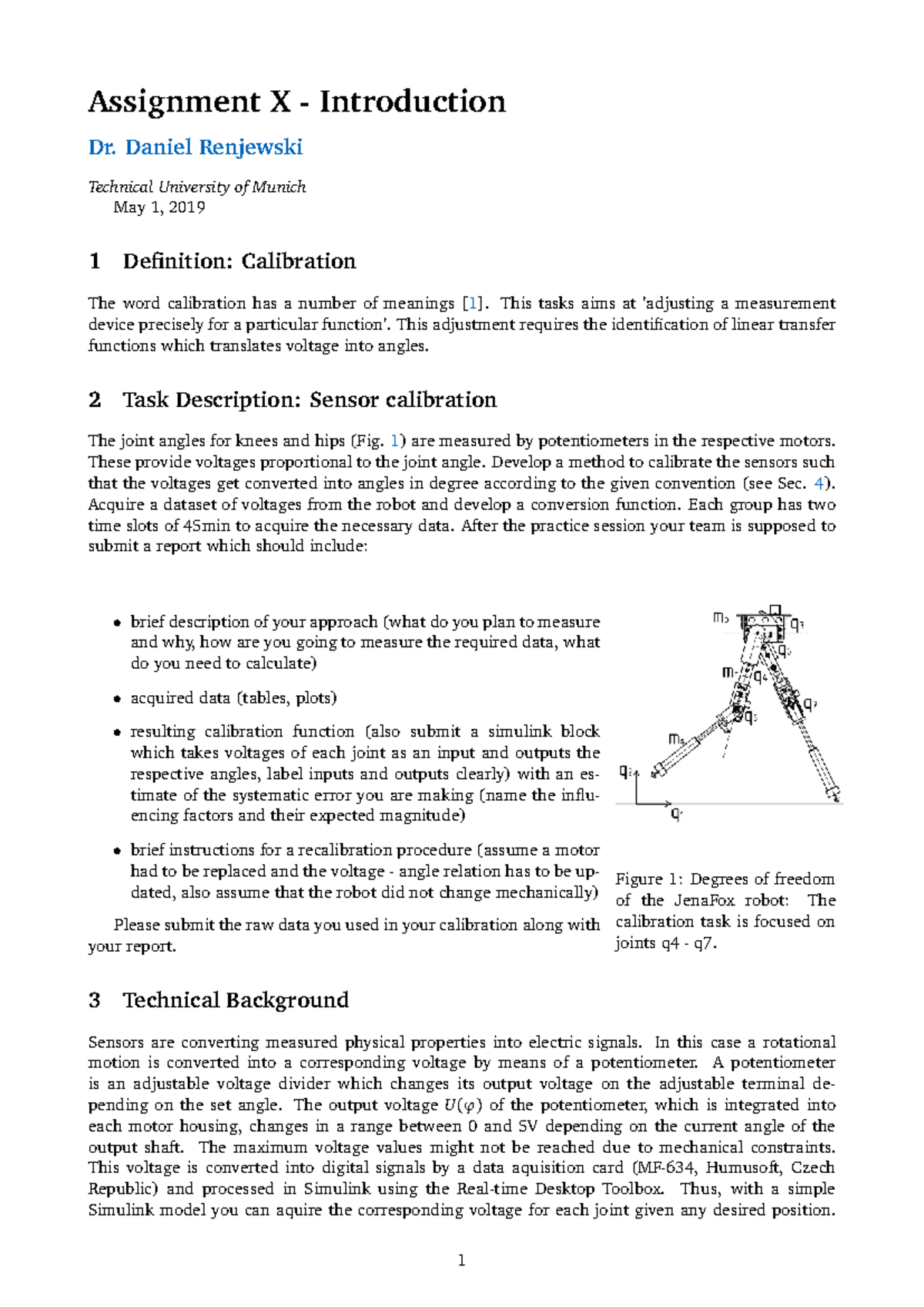 Bio Rob Assignment X: Sensor Calibration Methodology - Studocu