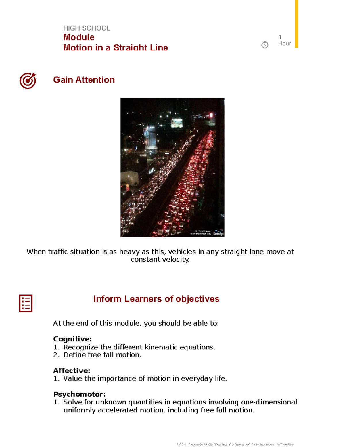 Module 3-General Physics 1 - Gain Attention When traffic situation is ...