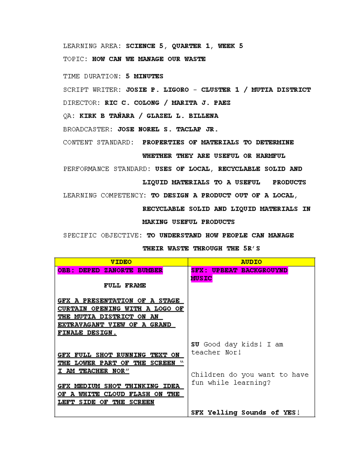 Script writing-Josie P. Ligoro-Final - edited GlazelSCIENCE - LEARNING ...