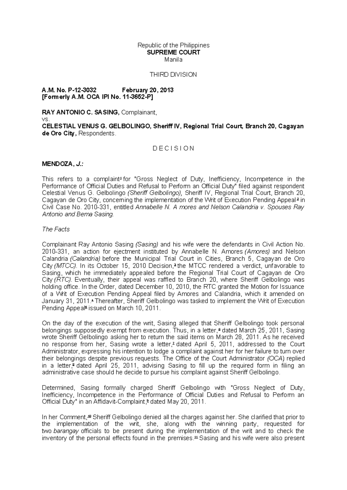 SCRA Case Study: Admonishment of Sheriff Gelbolingo for Discourtesy ...