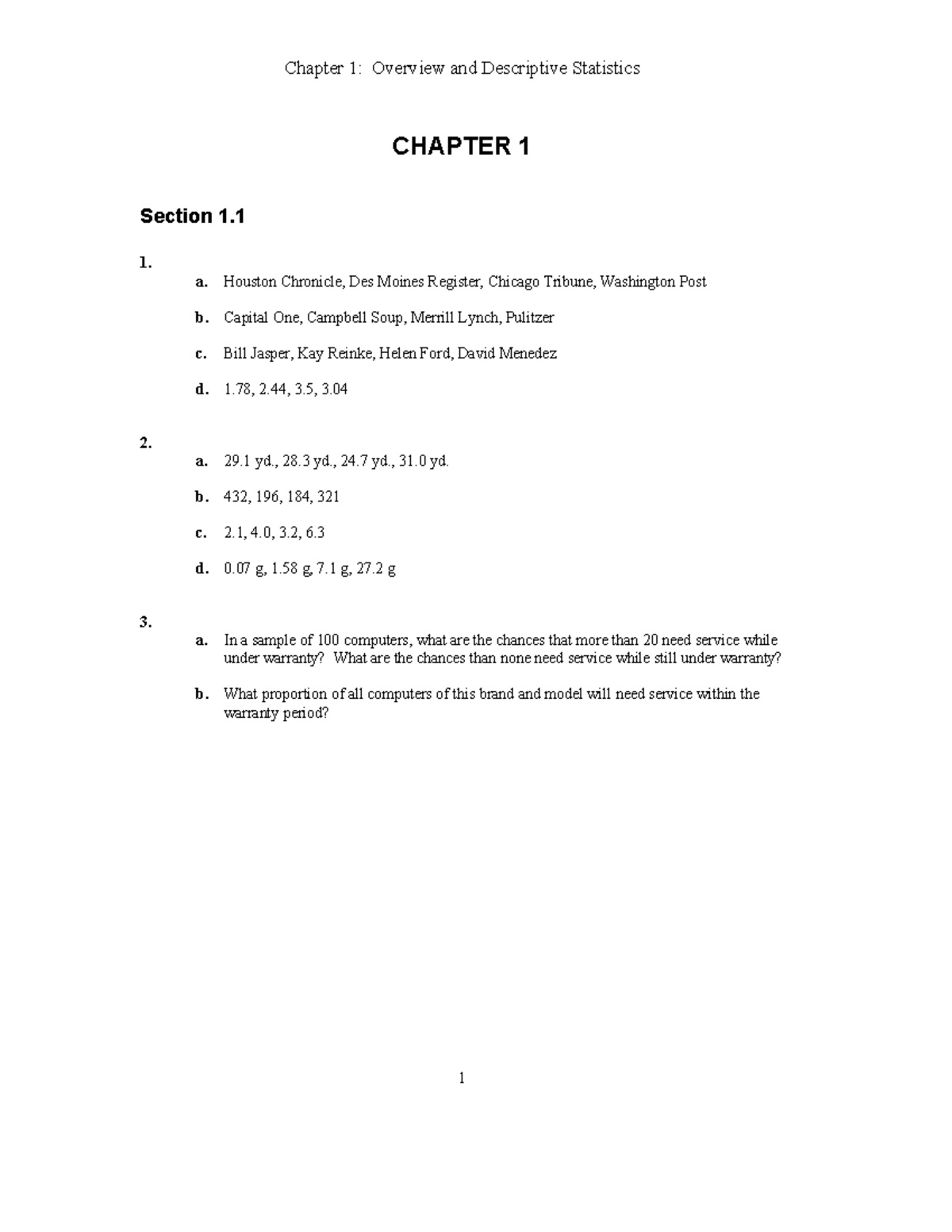 Chapter 1: Overview and Descriptive Statistics (IM) - Studocu