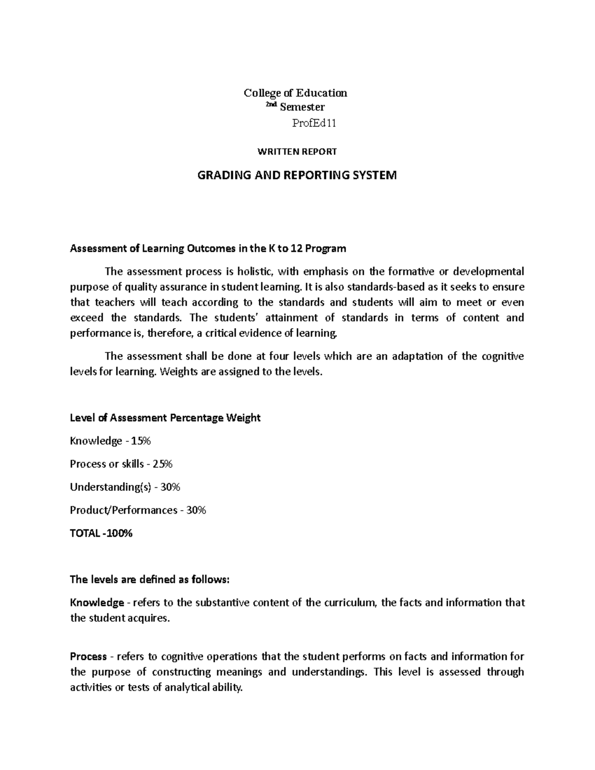 Building A Grading and Reporting System Written Report - College of ...