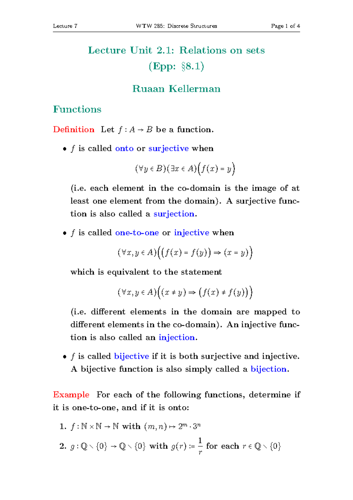 Lecture 7 WTW 285: Discrete Structures - Relations and Properties - Studocu