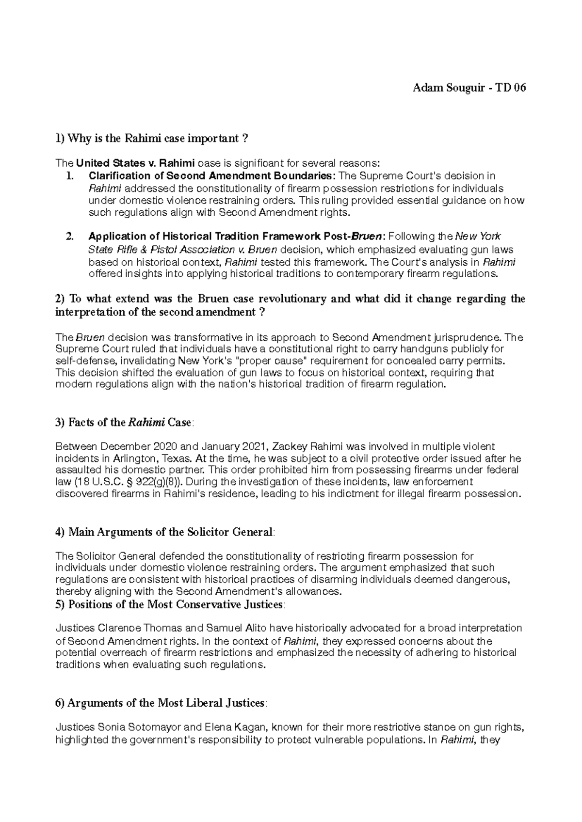 Anglais rahimi case - Adam Souguir - TD 06 1) Why is the Rahimi case ...