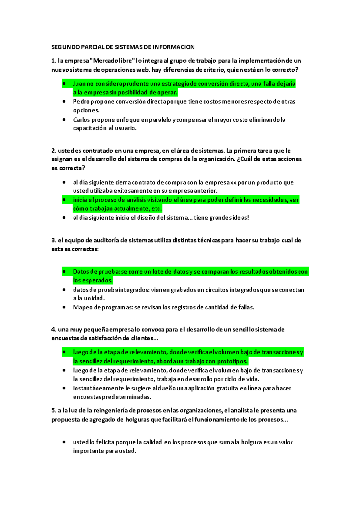 Segundo Parcial DE Sistemas DE Informacion - SEGUNDO PARCIAL DE SISTEMAS DE INFORMACION la ...