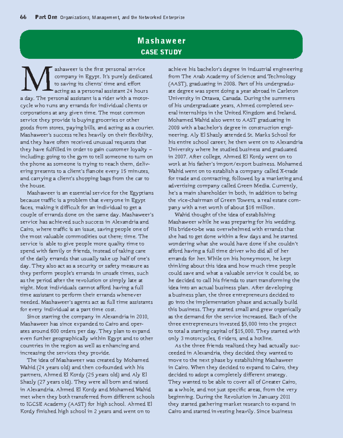 Mashaweer Case Study: Innovative Personal Service in Egypt - Studocu