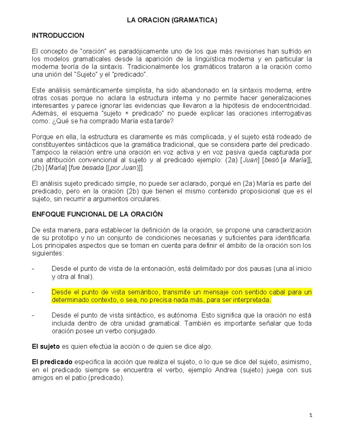 Teoria DE LOS Elementos DE LA Oracion Y DE LA Frase - LA ORACION ...