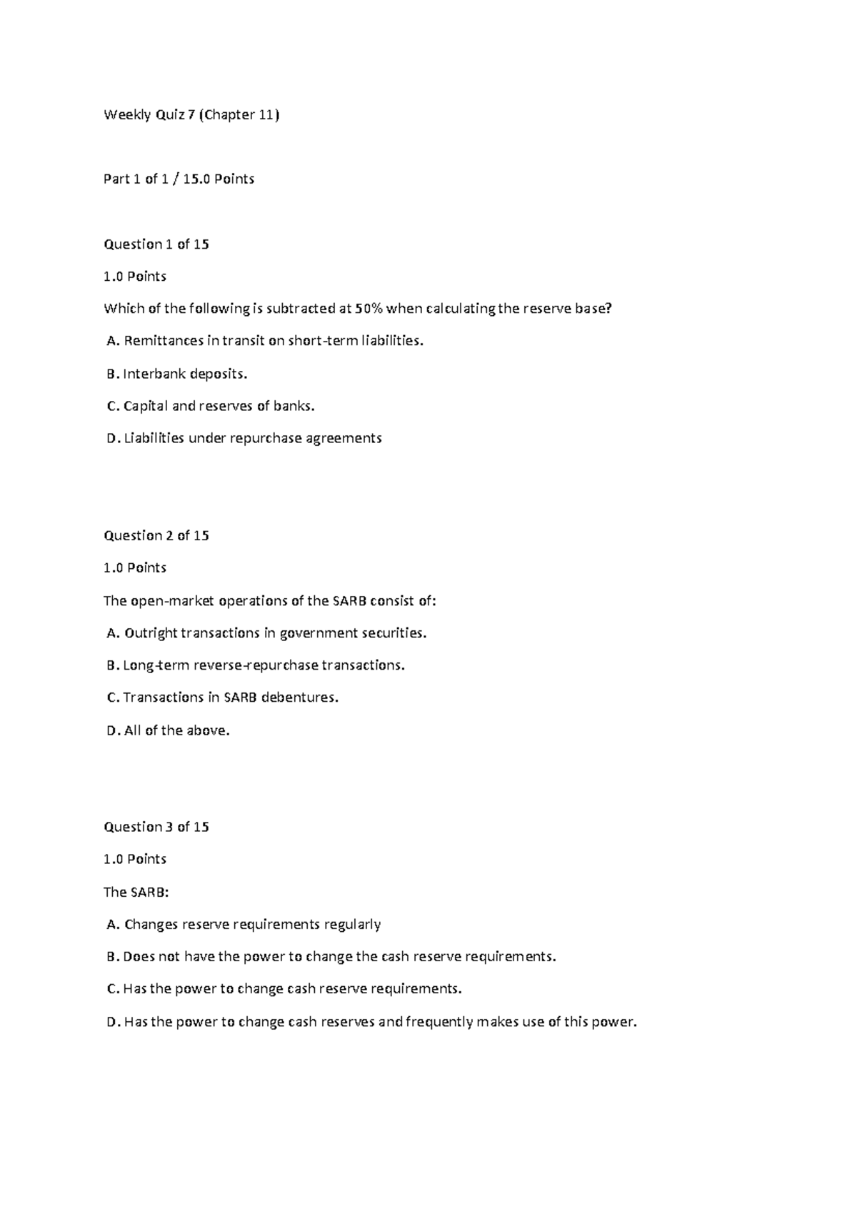 Weekly Quiz 7: Key Concepts from Chapter 11 - Studocu