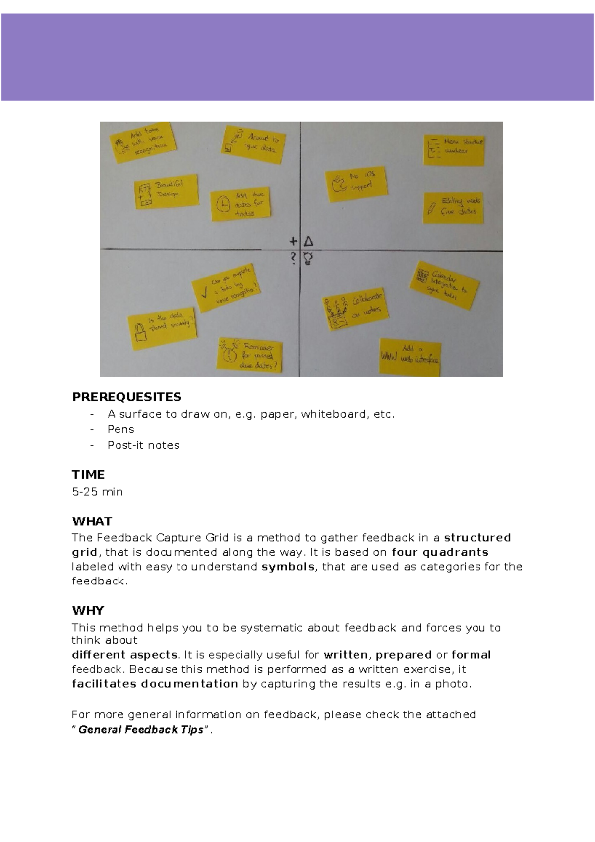 09 Feedback Capture Grid - FEEDBACK CAPTURE GRID Foster Feedback ...