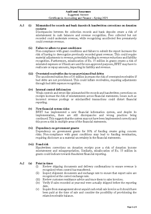 CAF 8 Audit and Assurance - CAF 8 - ICAP - Studocu