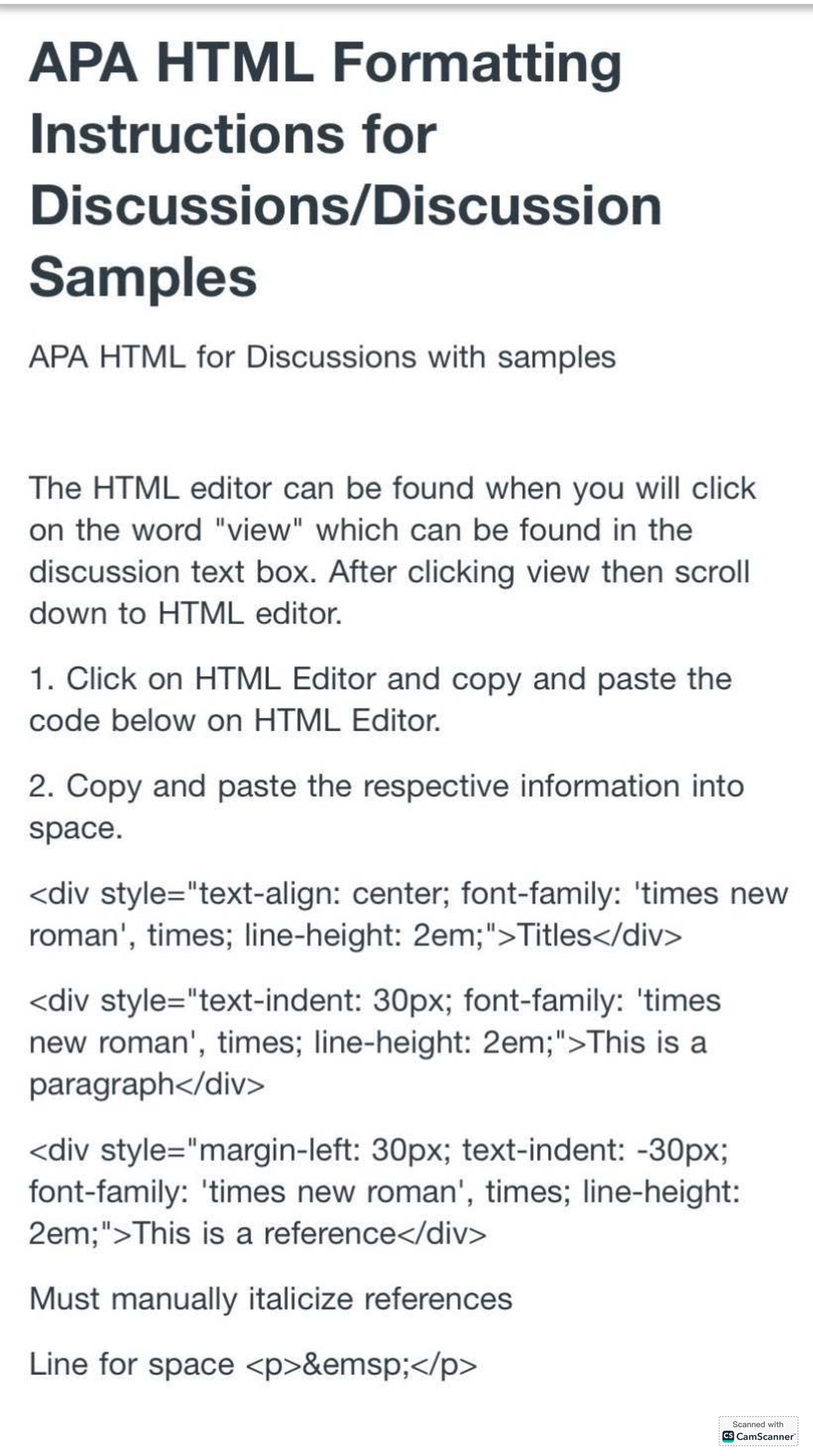 APA 7th Edition: HTML Formatting Instructions and Samples - Studocu